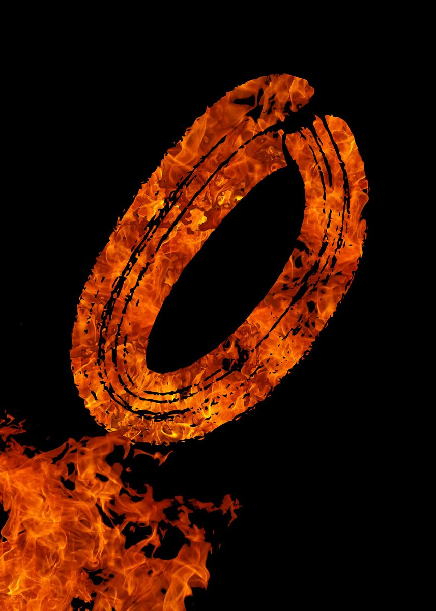 'Burning on Fire Letter O' Poster, picture, metal print, paint by ...