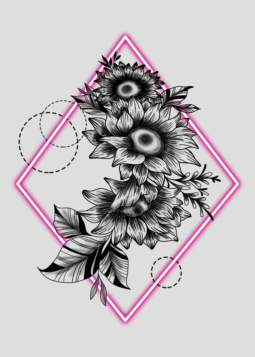 'Geometric Sunflower' Poster, picture, metal print, paint by Waverley ...