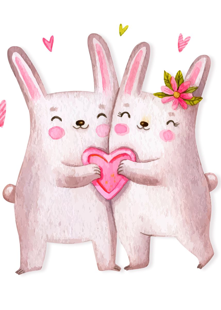 'animal couple' Poster, picture, metal print, paint by Queensy Collin ...