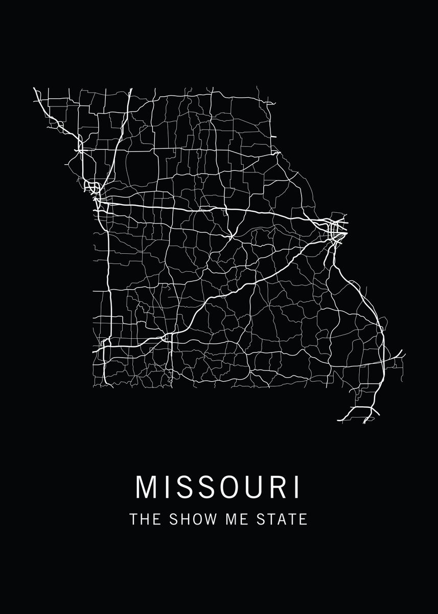 'Missouri State Road Map' Poster, picture, metal print, paint by Clark ...
