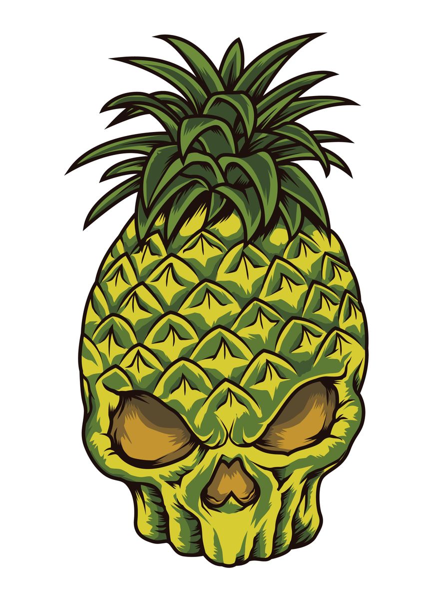 'Pineapple Skull' Poster, picture, metal print, paint by Anziehend ...