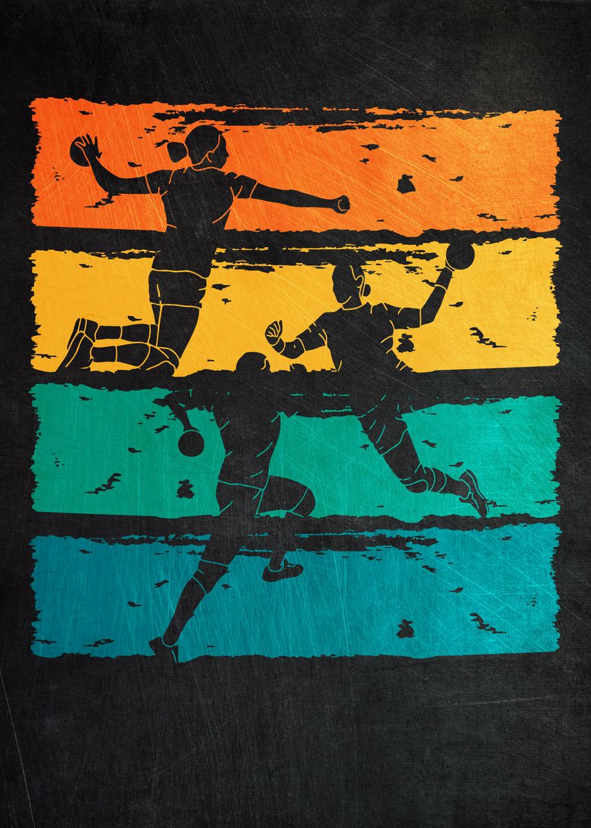 'Handball Retro Vintage' Poster, picture, metal print, paint by ...