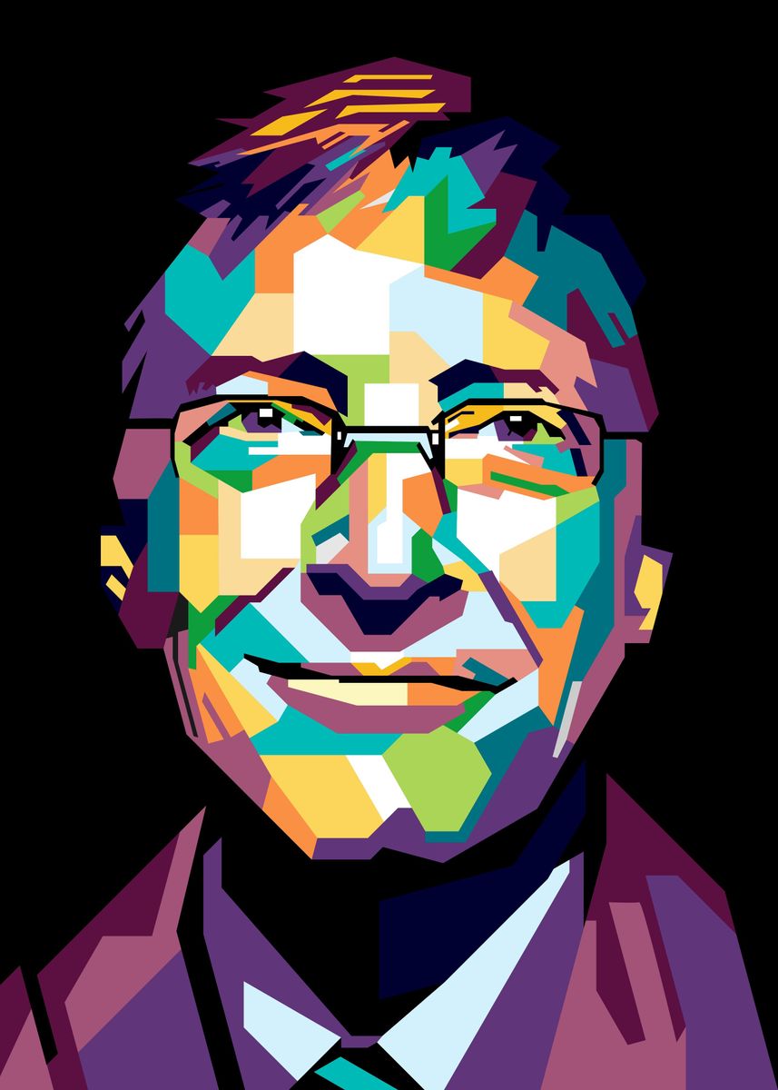 'Bill Gates' Poster, picture, metal print, paint by Dava Raihan ...