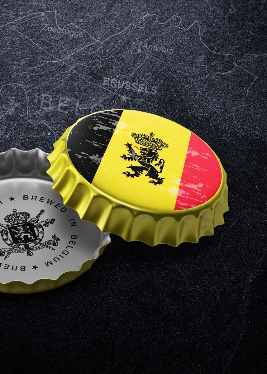 'Belgium beer cap' Poster by Moon Calendar Studio | Displate