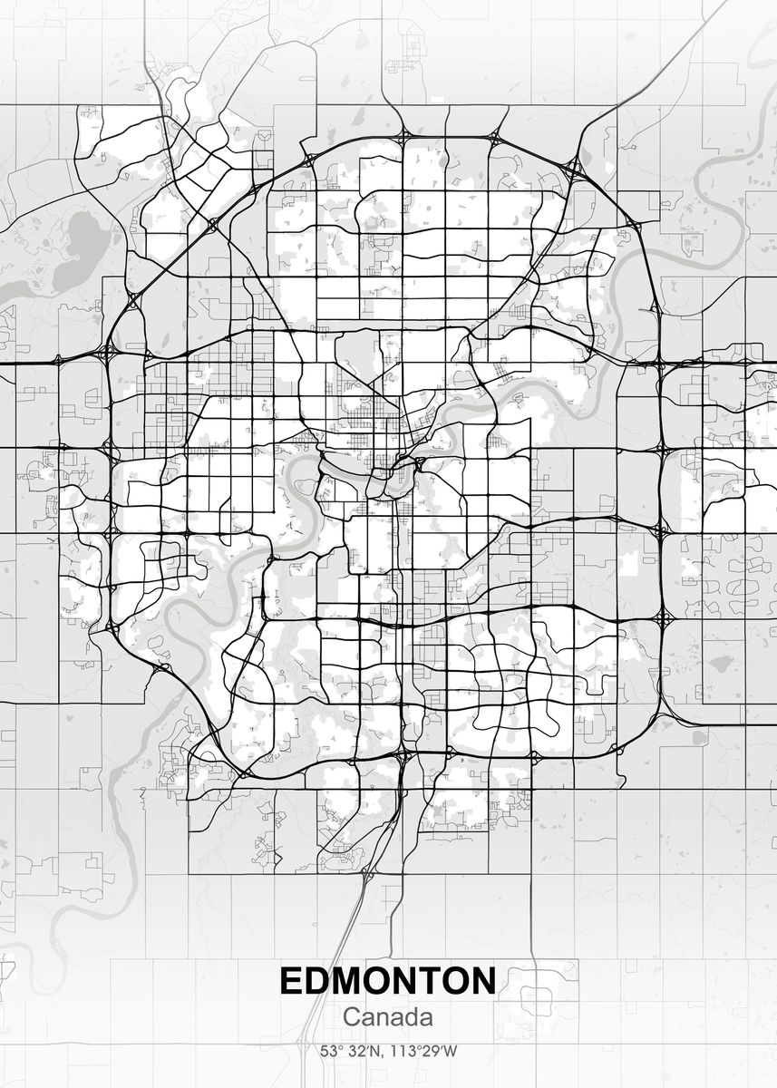 'edmonton city map white' Poster by Project X | Displate