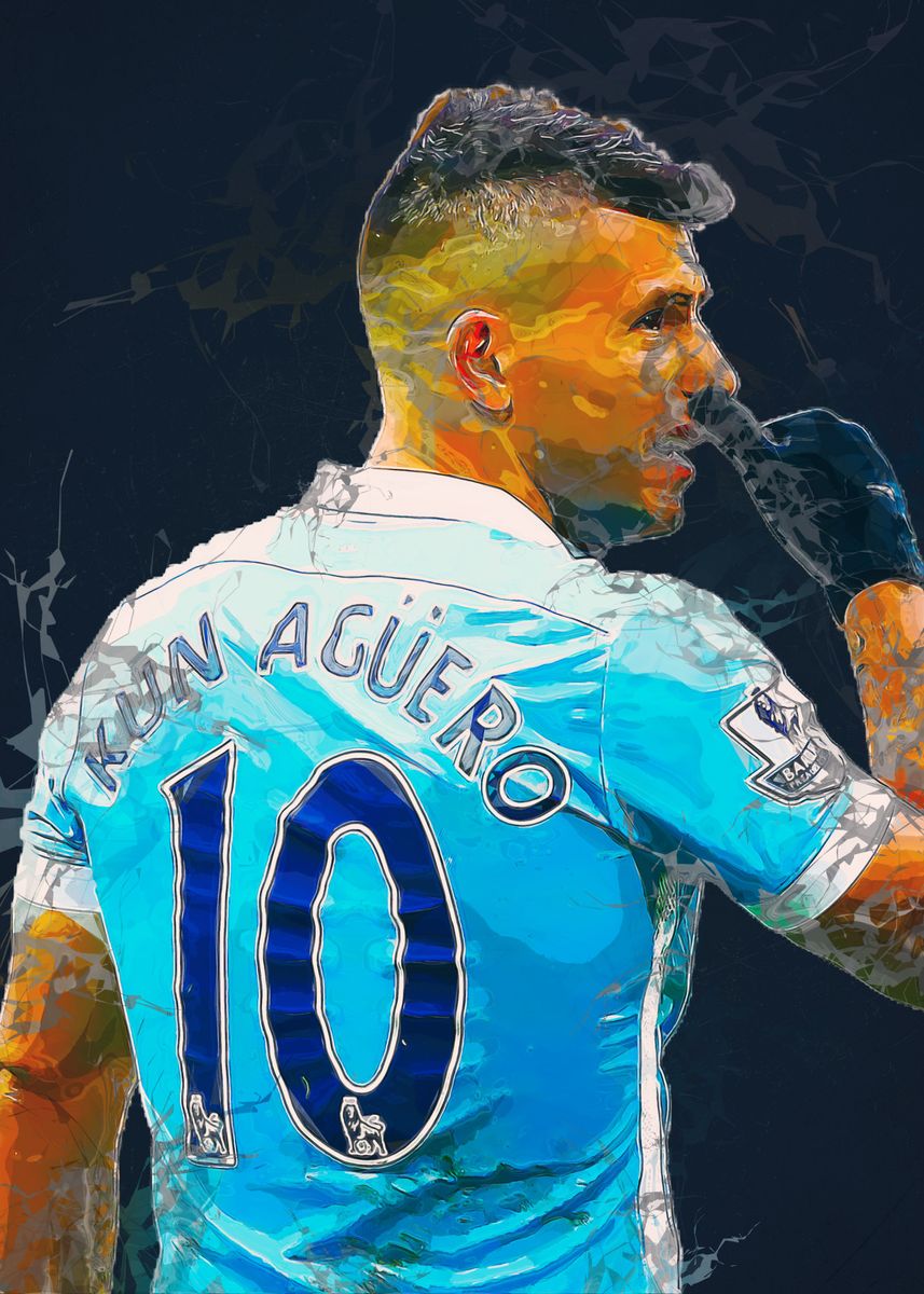'Sergio Kun Aguero' Poster, picture, metal print, paint by Hipolito ...