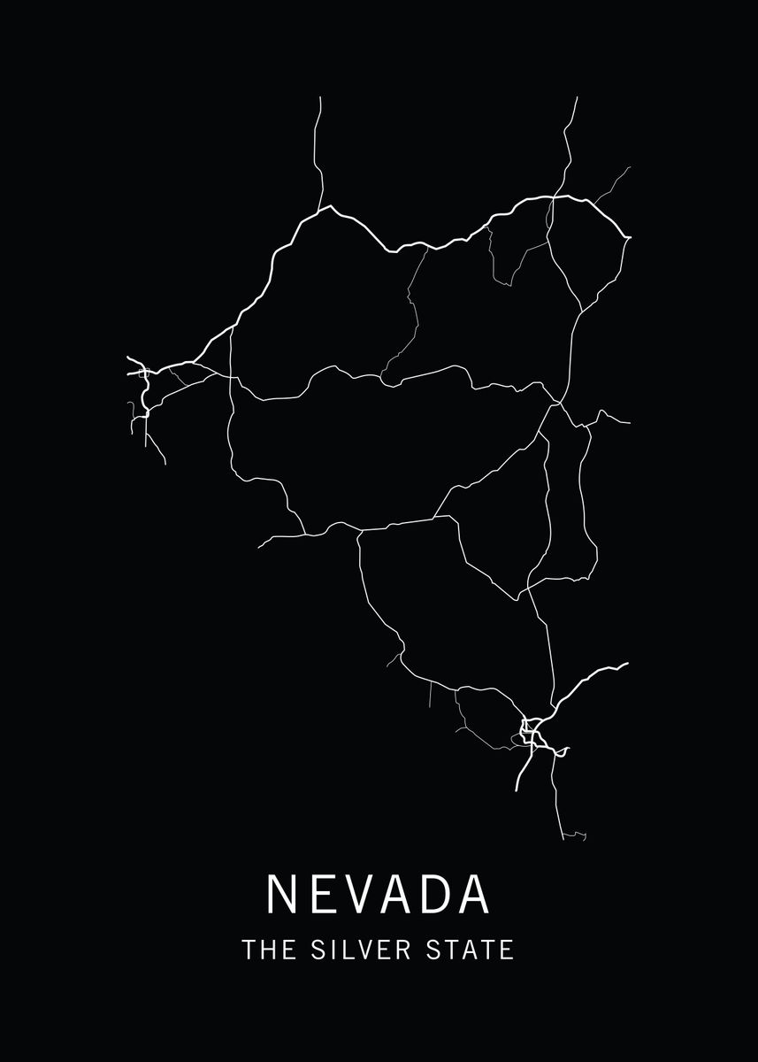 'Nevada State Road Map' Poster by Clark Street Press | Displate