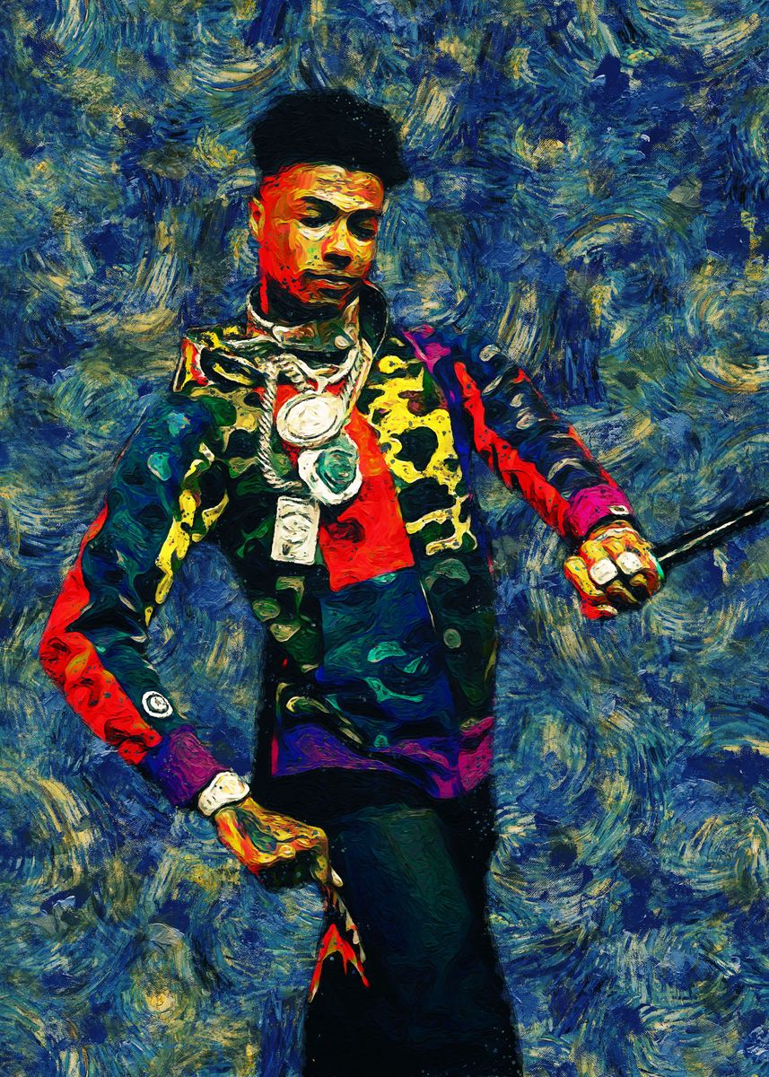 'Blueface' Poster, picture, metal print, paint by SA KE | Displate