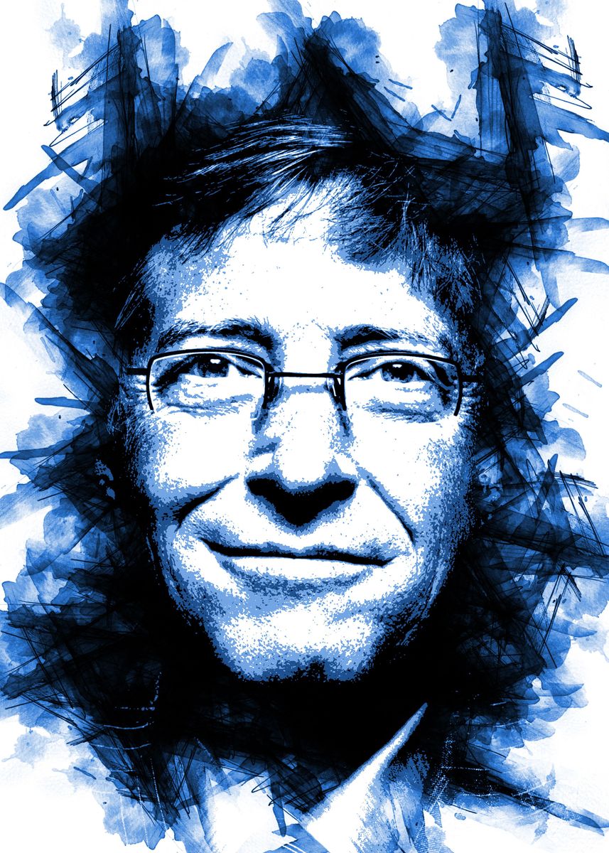 'Bill Gates' Poster, picture, metal print, paint by Defi Saul | Displate