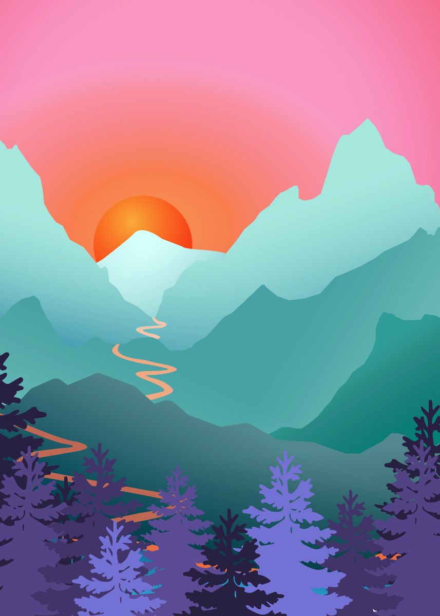 'Mountain Path' Poster, picture, metal print, paint by Jesse Otto ...