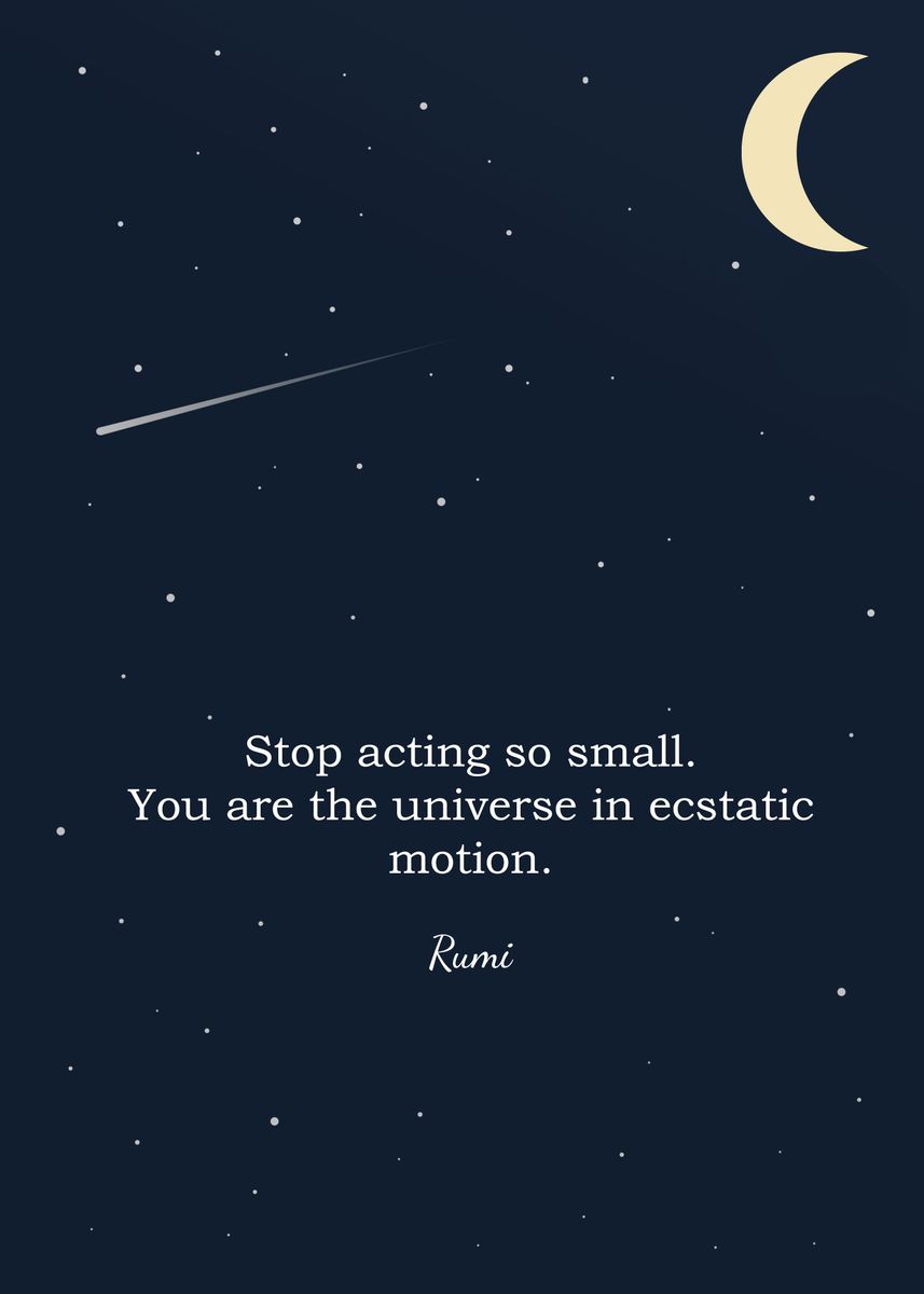 'Night with Rumi Quote' Poster, picture, metal print, paint by ...