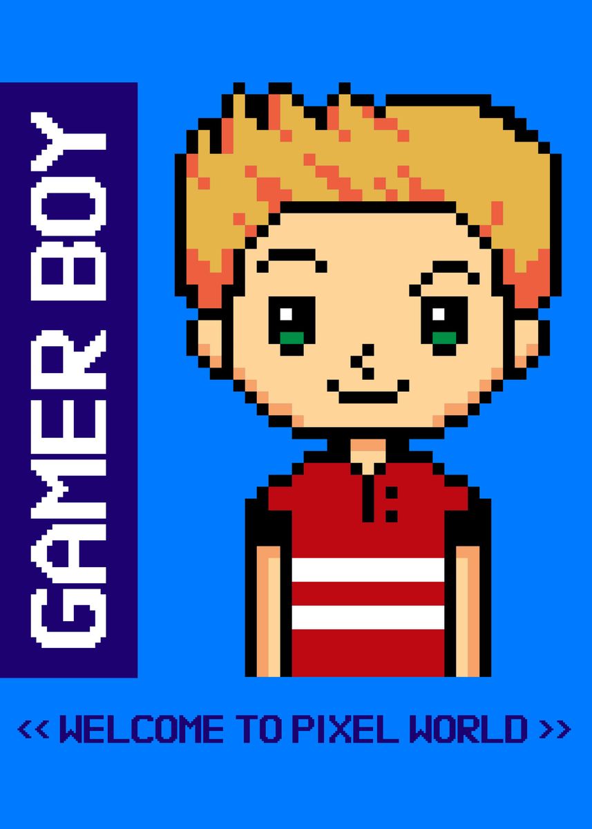 'Gamer Boy Pixelated Gaming' Poster, picture, metal print, paint by Max ...