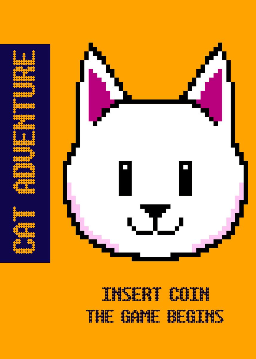 'Cat Adventure Game Gaming' Poster, picture, metal print, paint by Max ...