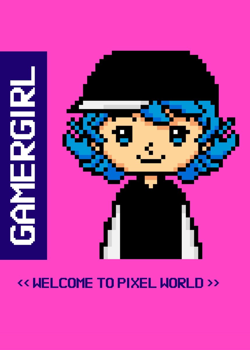 'Gamergirl Pixelated Gaming' Poster, picture, metal print, paint by Max ...
