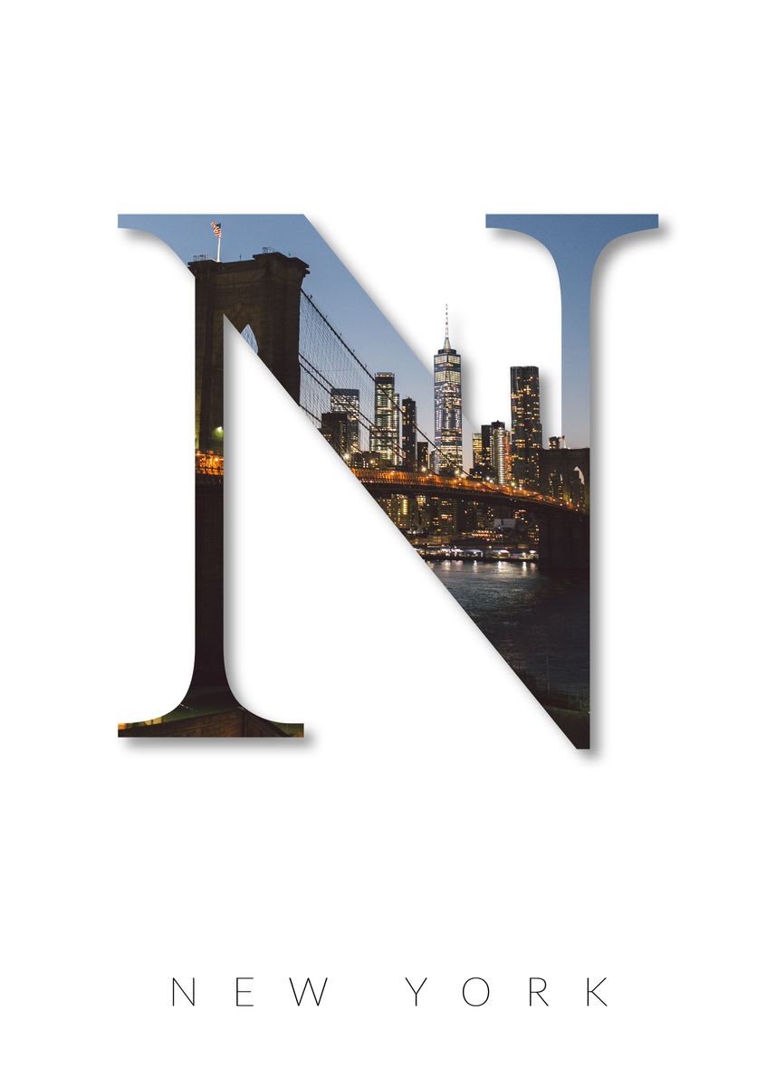 'Alphabet Letter N New York' Poster, picture, metal print, paint by ...