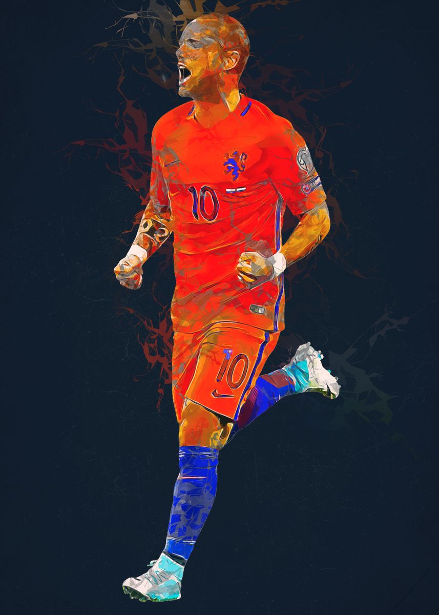 'Wesley Sneijder' Poster, picture, metal print, paint by Hipolito ...