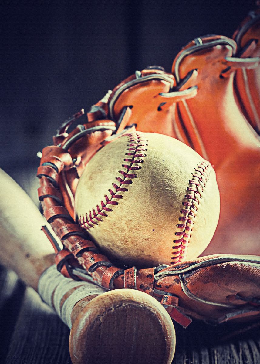 'baseball bit glove ball ml' Poster, picture, metal print, paint by ...