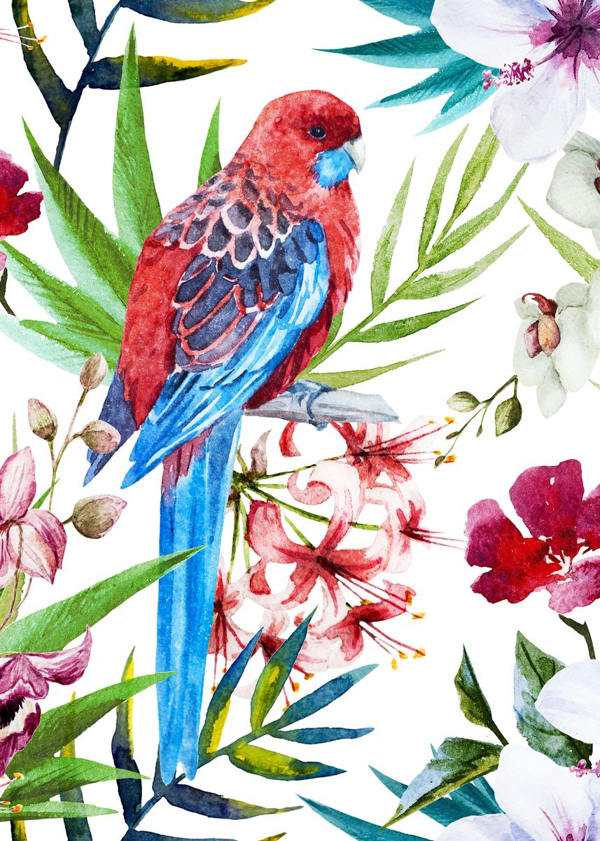 'Tropical Bird Pattern 05' Poster, picture, metal print, paint by Aloke ...