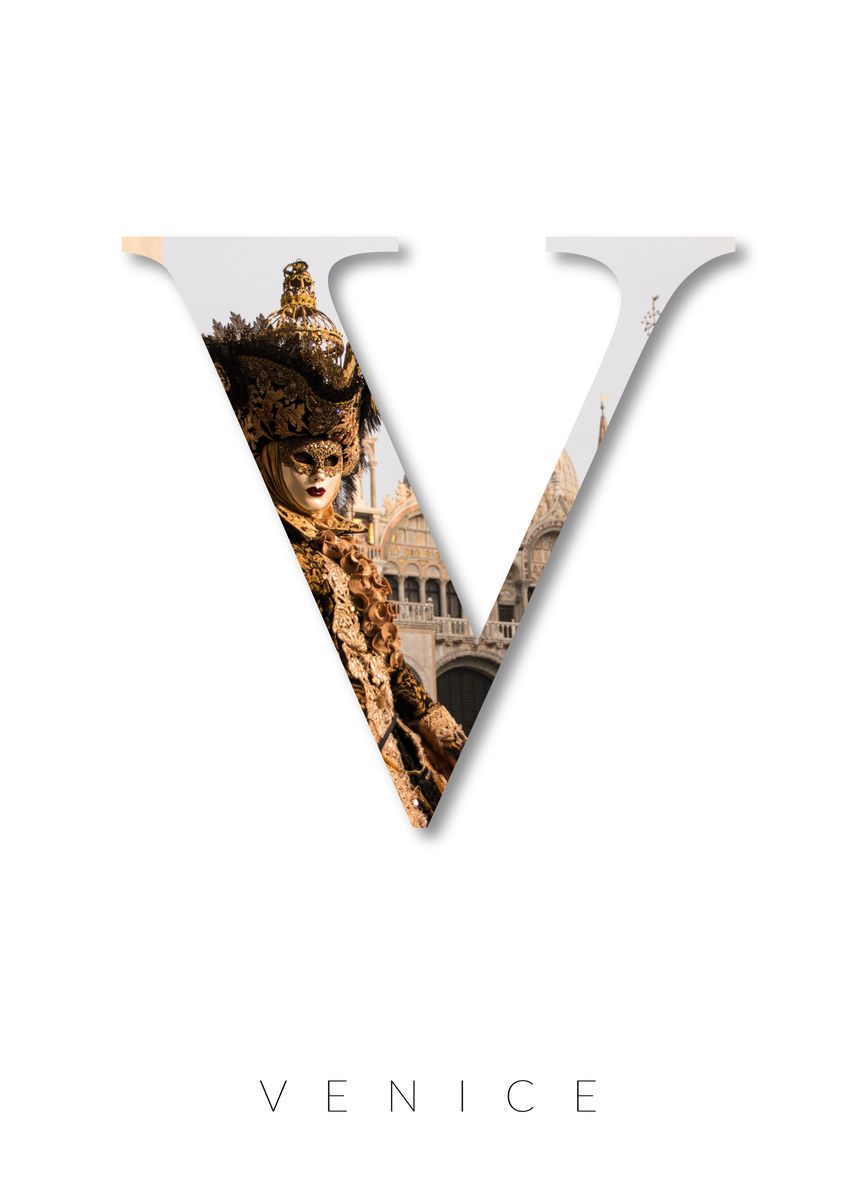'Alphabet Letter V Venice' Poster, picture, metal print, paint by ...
