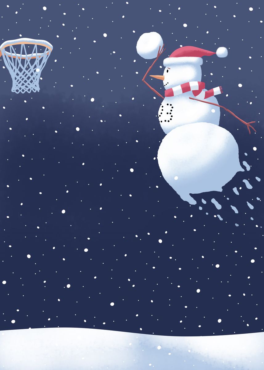 'Dunking Snowman' Poster, picture, metal print, paint by Elad Shagrir ...