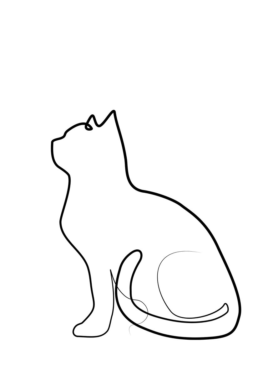 'Cat One Line' Poster, picture, metal print, paint by Art and Roam ...