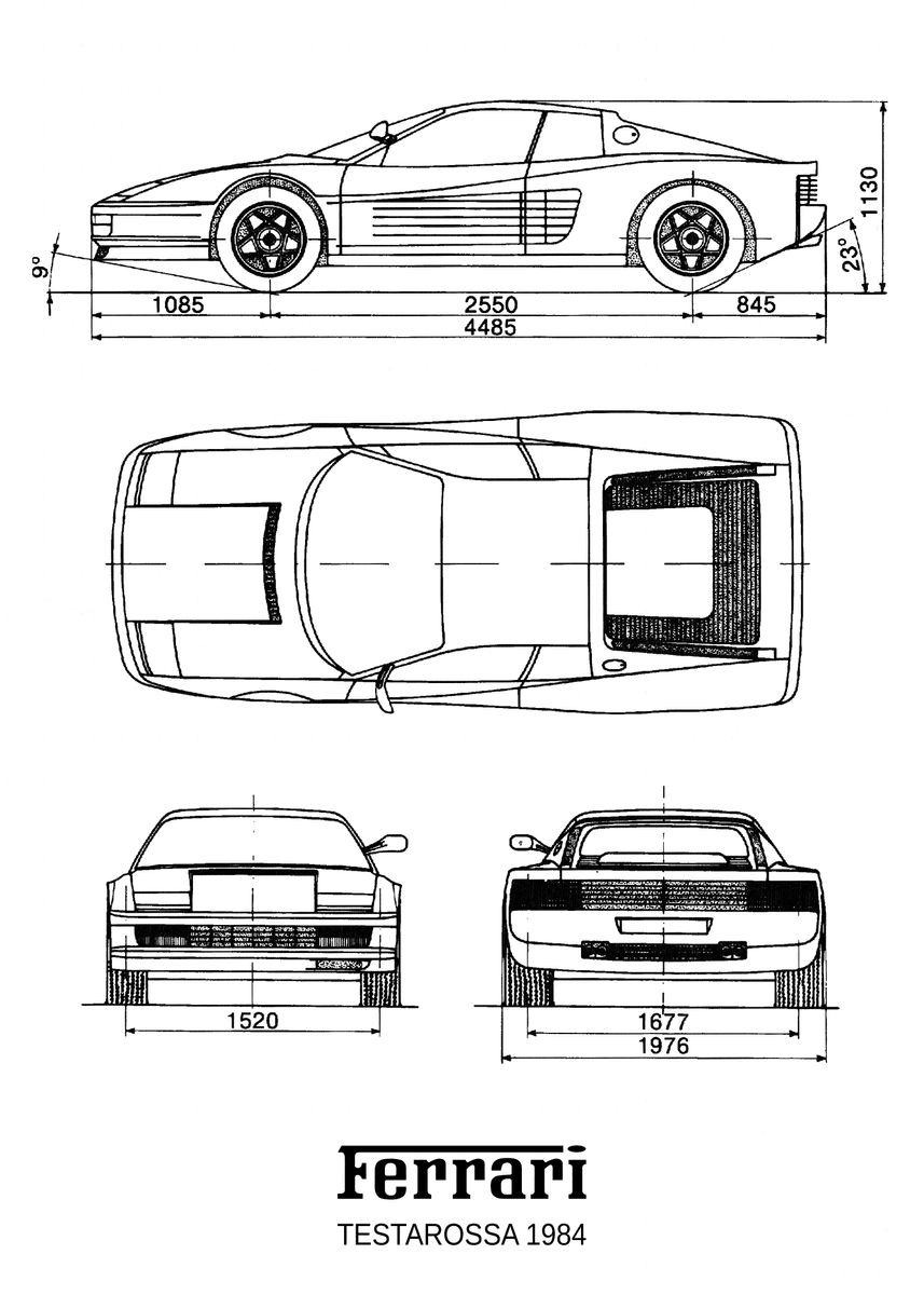 'BNW Ferrari Testarossa 198' Poster, picture, metal print, paint by ...