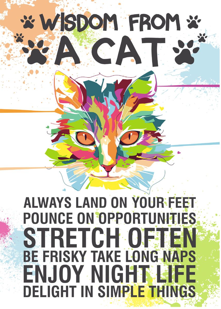 'Wisdom form a Cat' Poster, picture, metal print, paint by Neon Moon ...