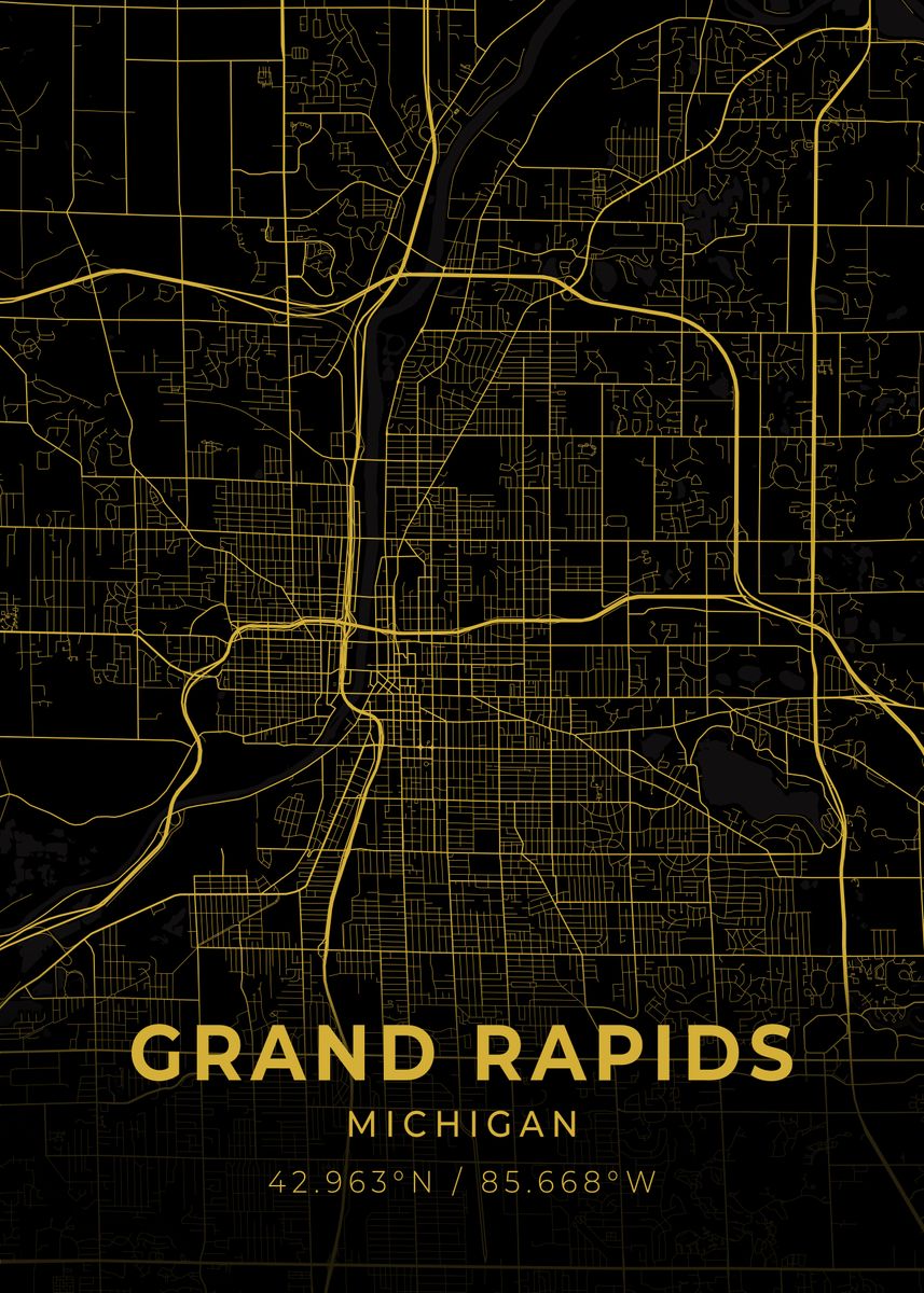 'Grand Rapids Michigan' Poster, picture, metal print, paint by ...