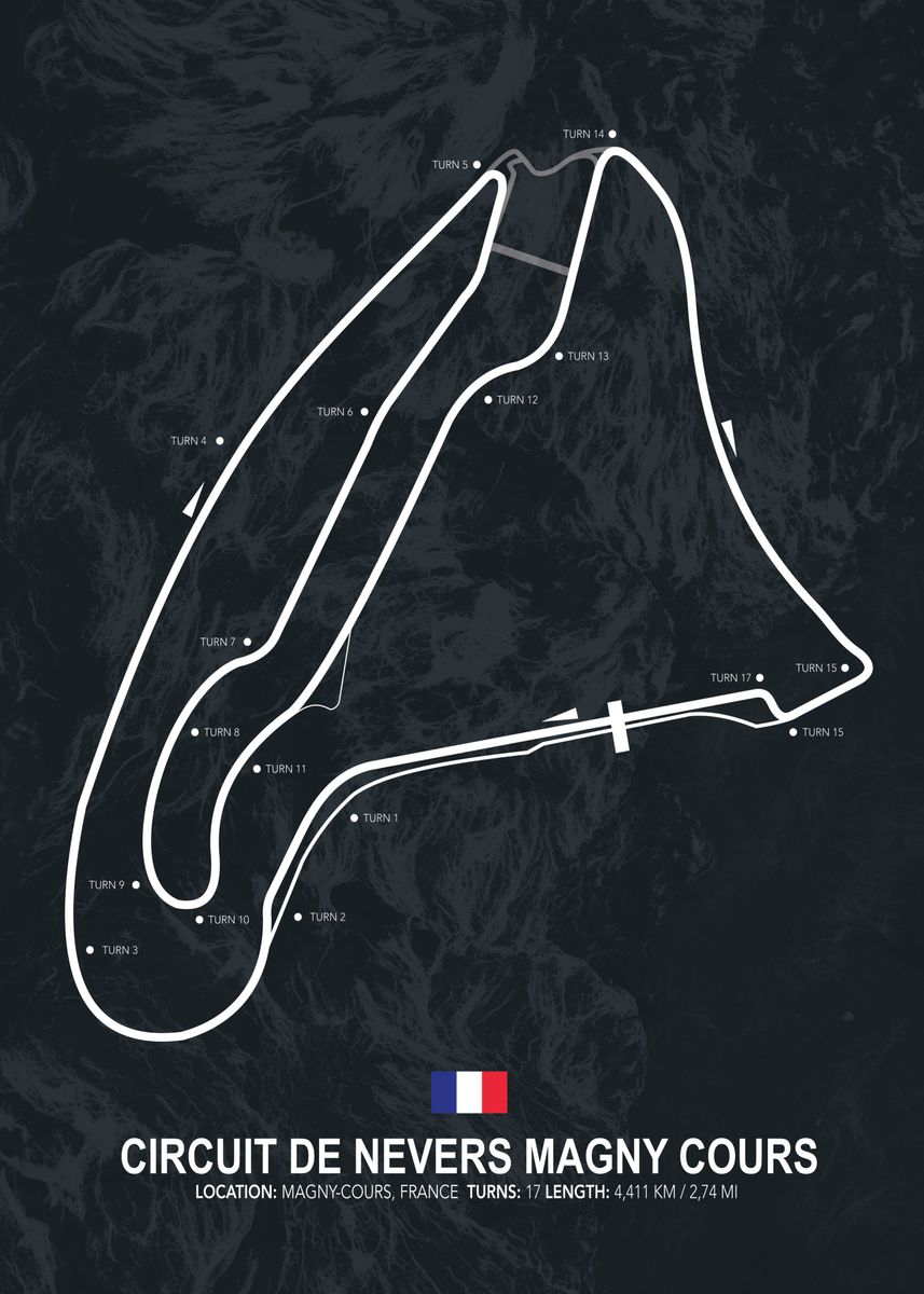 'Circuit Magny Cours ' Poster, picture, metal print, paint by Mapsters ...