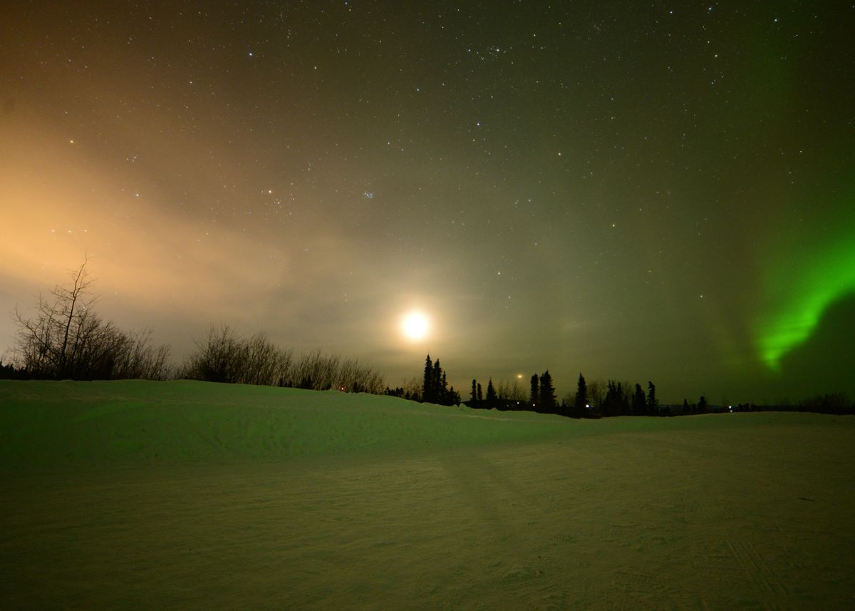 'Moonlight Aurora Shadows' Poster by Johnny Mau | Displate