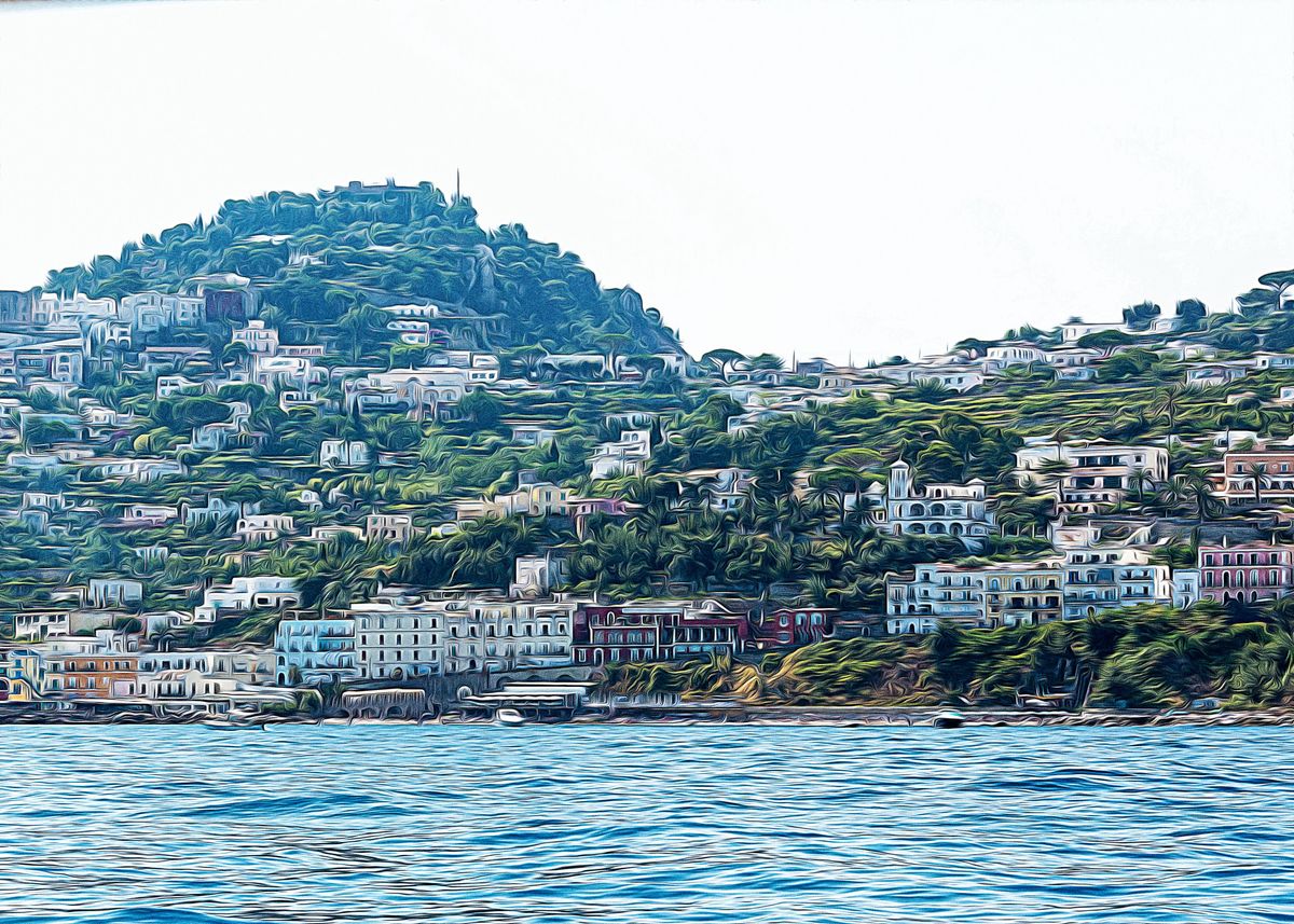 'Capri village in summer' Poster by Sergio Pazzano | Displate
