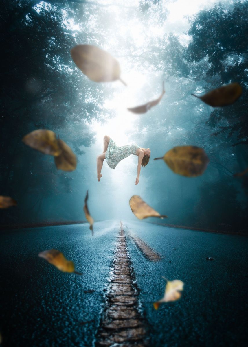 'Woman in Levitation Road' Poster, picture, metal print, paint by Gen Z ...