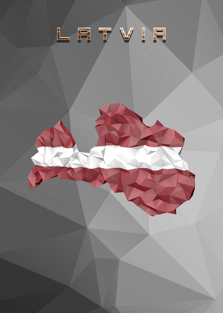 'Latvia Country Map' Poster, picture, metal print, paint by Five Senses ...