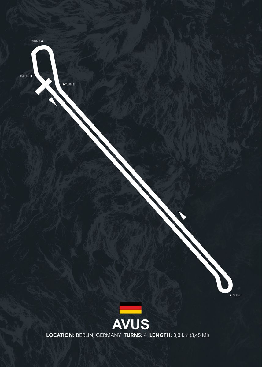 'Avus ' Poster, picture, metal print, paint by Mapsters | Displate