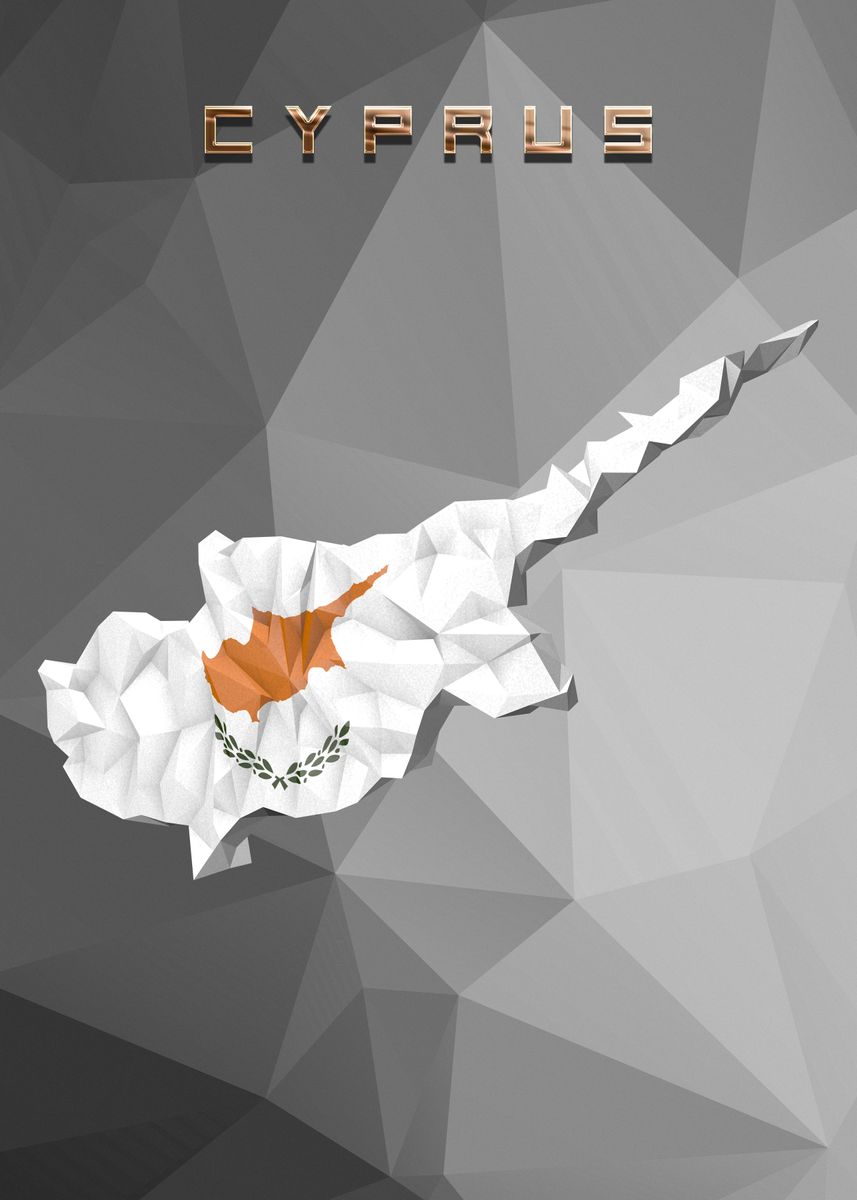 'Cyprus Country Map' Poster by Five Senses Art | Displate