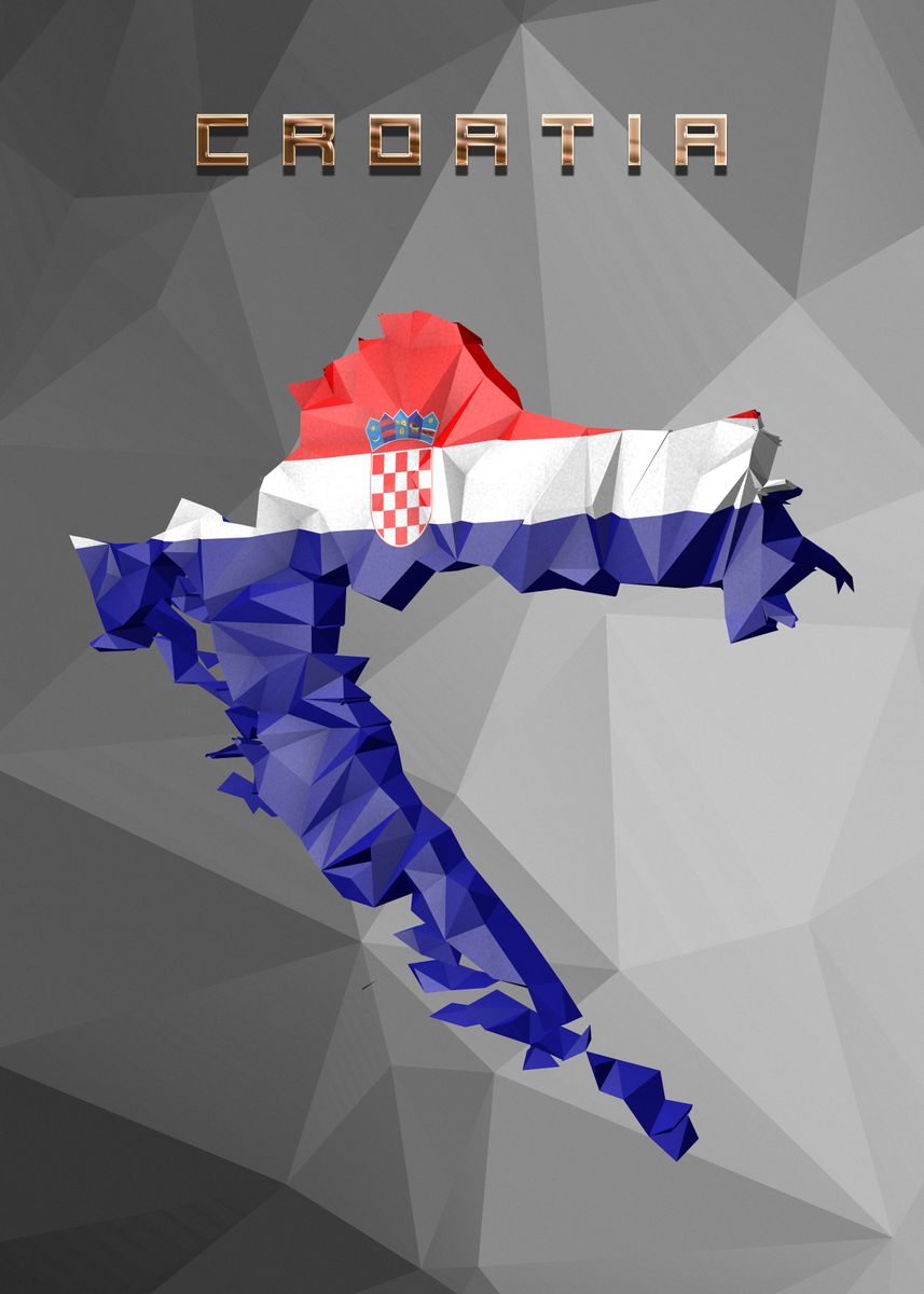 'Croatia Country Map' Poster by Five Senses Art | Displate