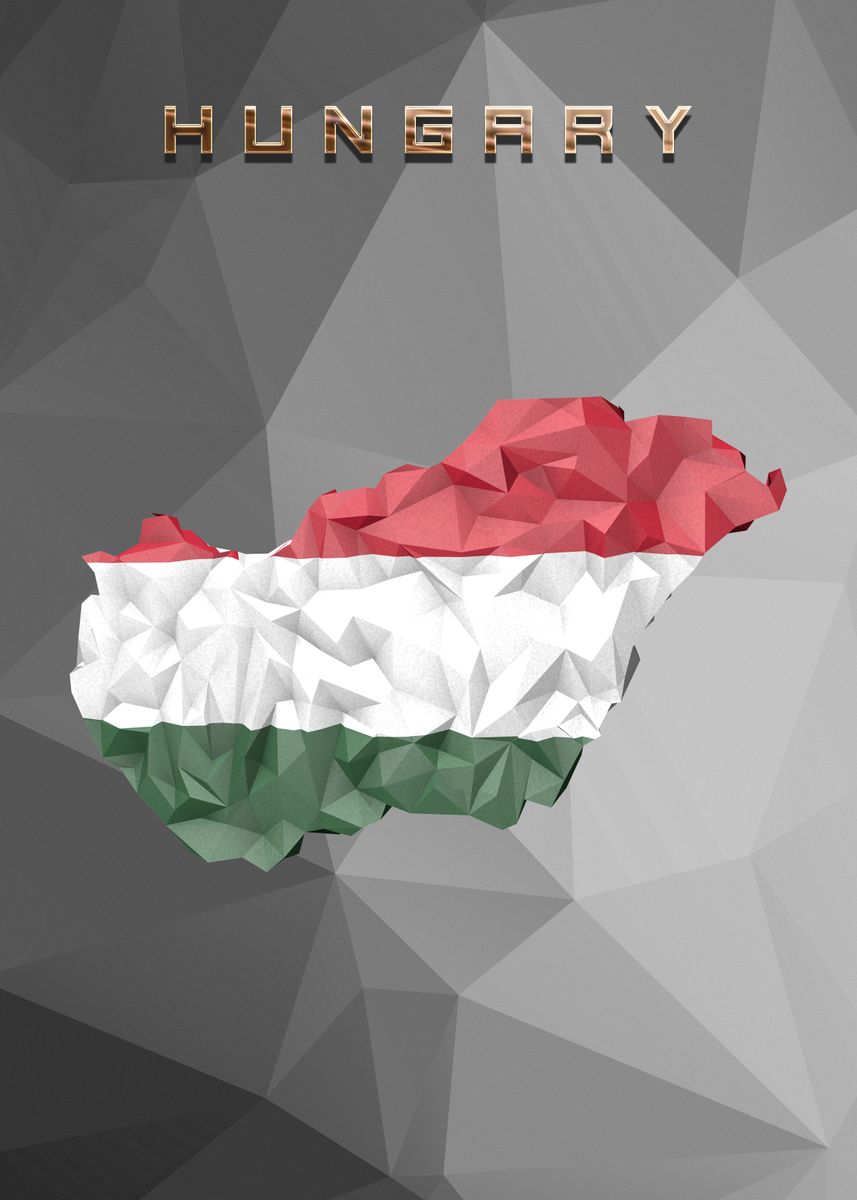'Hungary Country Map' Poster, picture, metal print, paint by Five ...
