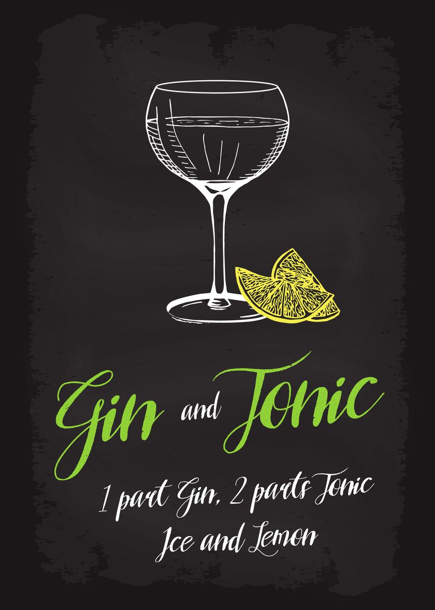 'Gin and Tonic Recipe' Poster by dkDesign | Displate