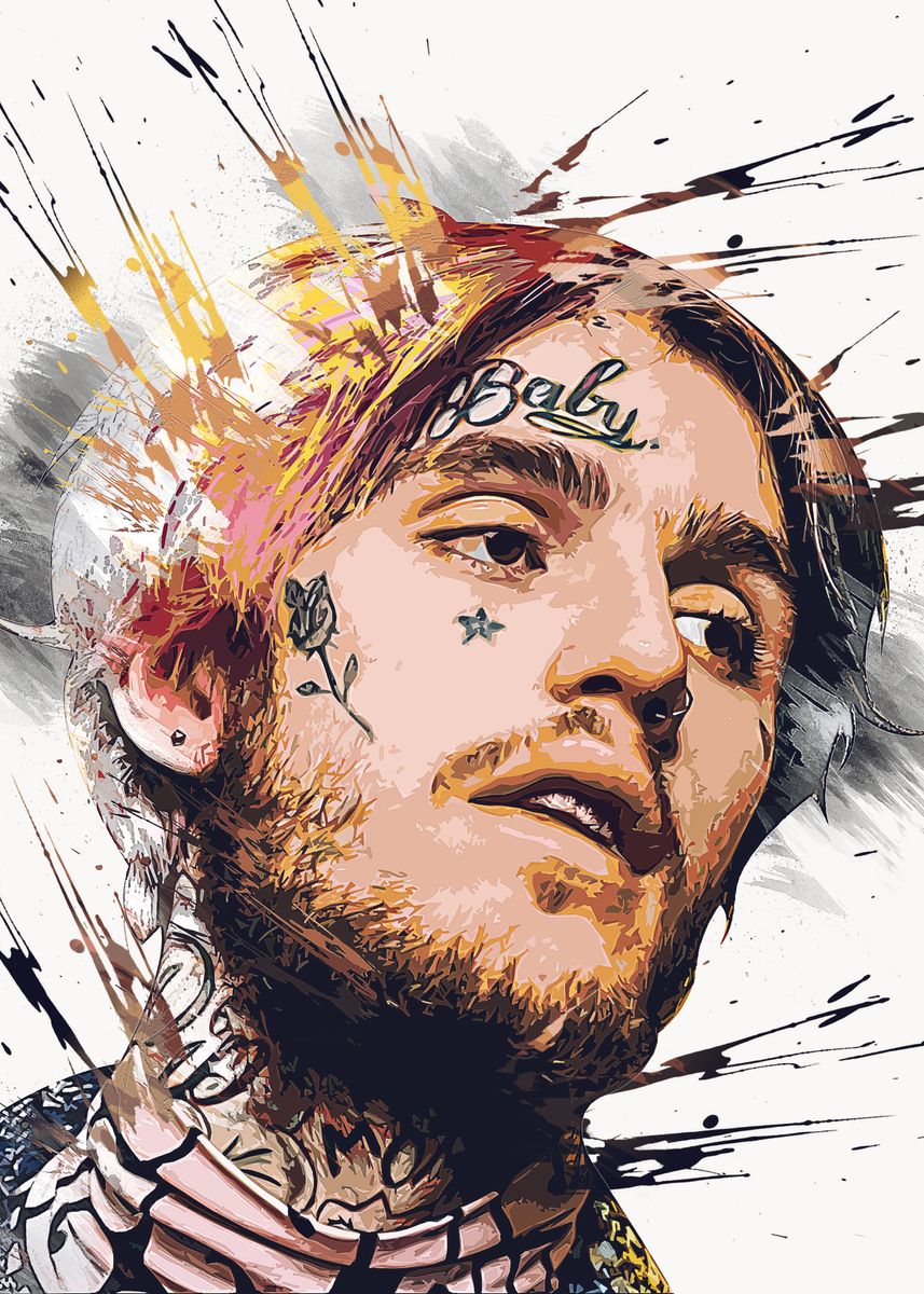 'lil peep art minimalist 3' Poster, picture, metal print, paint by ...