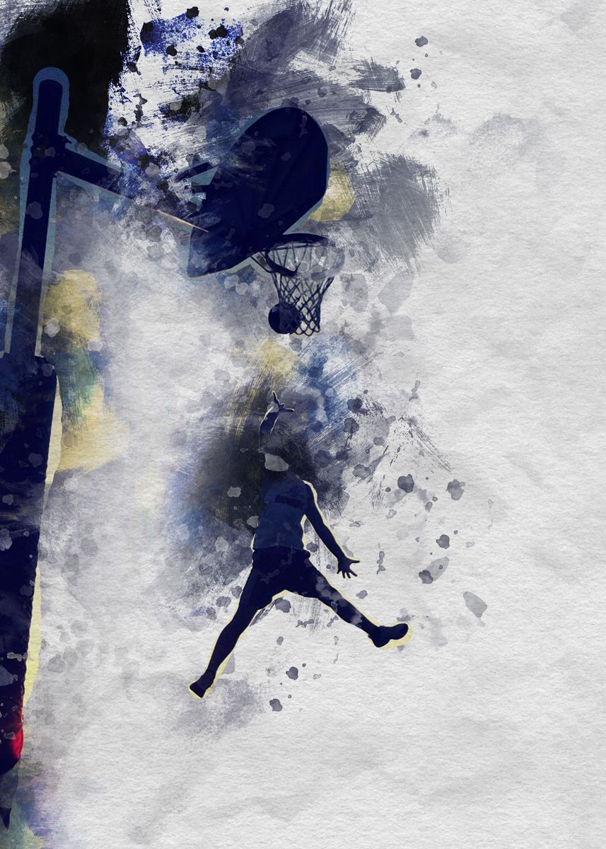 'Basketball Abstract' Poster, picture, metal print, paint by Defi Saul ...