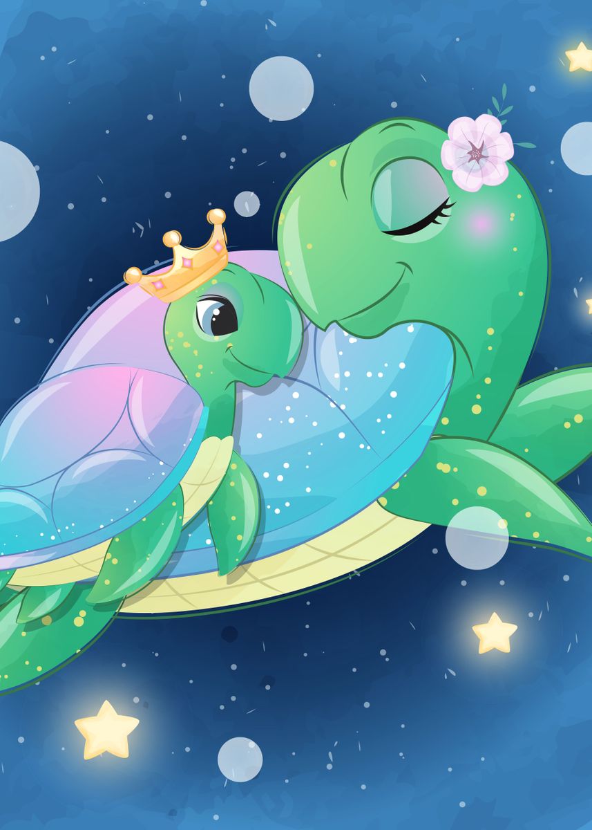 'Cute turtle ' Poster, picture, metal print, paint by Queensy Collin ...