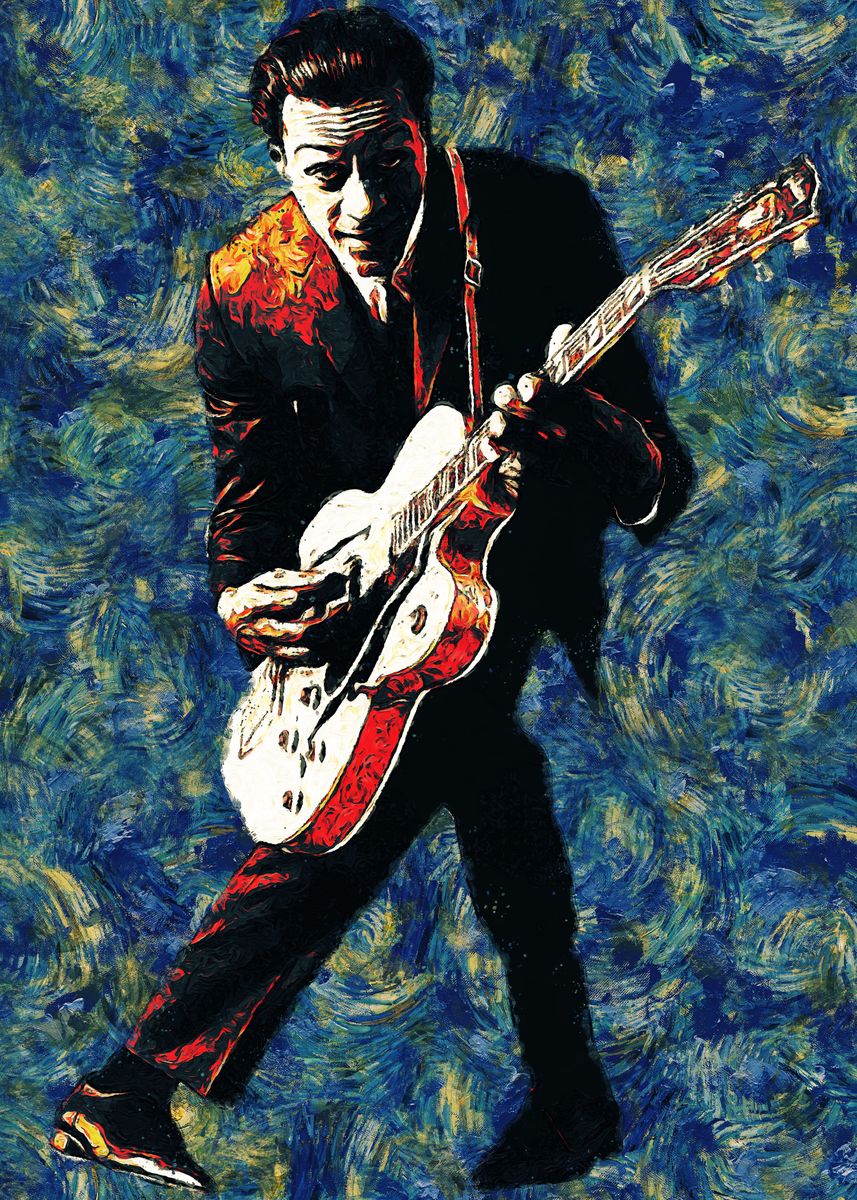 'Chuck Berry' Poster, picture, metal print, paint by TI KI | Displate