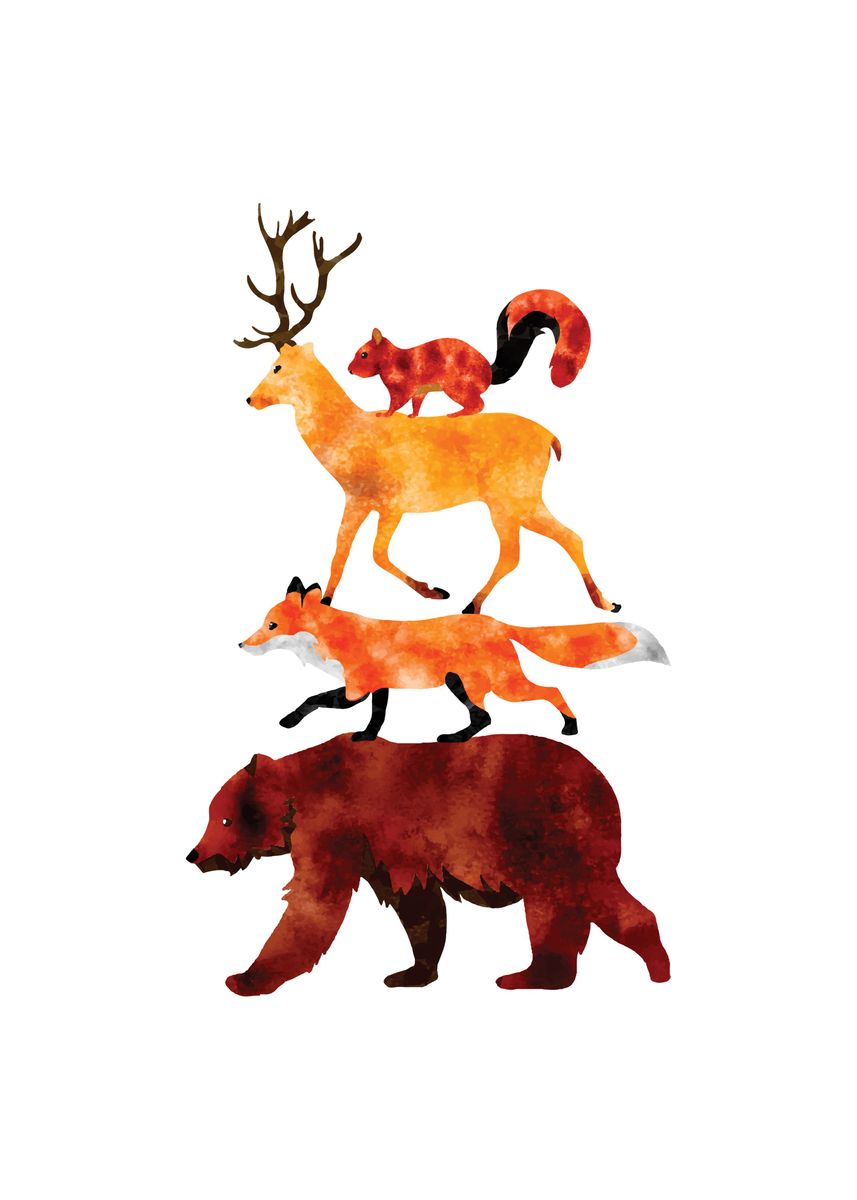 'Forest Friends' Poster, picture, metal print, paint by Seven Trees ...