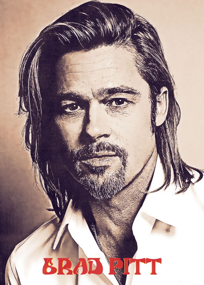 'Brad Pitt' Poster, picture, metal print, paint by Anxhela Sufa | Displate