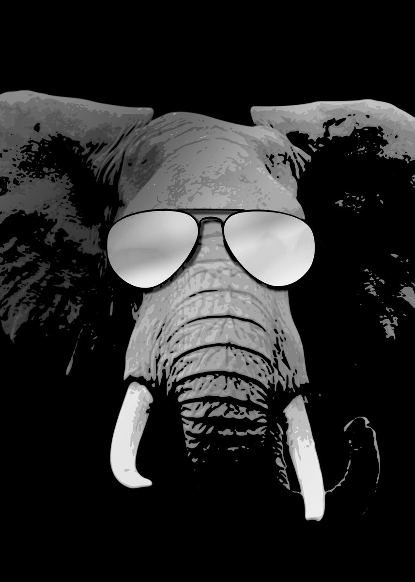 'DJ Elephant' Poster, picture, metal print, paint by Ellie Queen | Displate