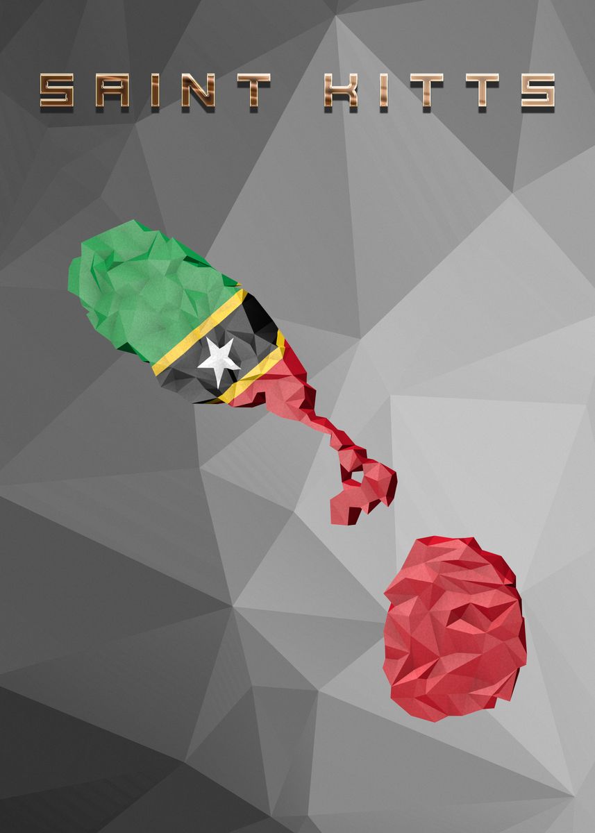 'Saint Kits Country Map' Poster by Five Senses Art | Displate