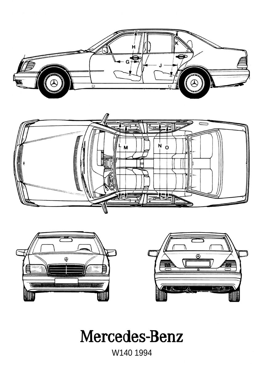 'BMW MercedesBenz W140 199' Poster by MICHAEL BRUNS PLATES | Displate