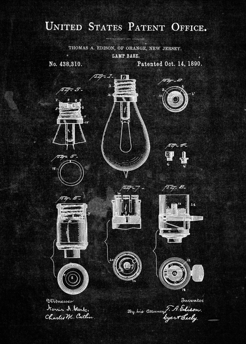 'Lamp Base Patent Print' Poster, picture, metal print, paint by Kenny ...