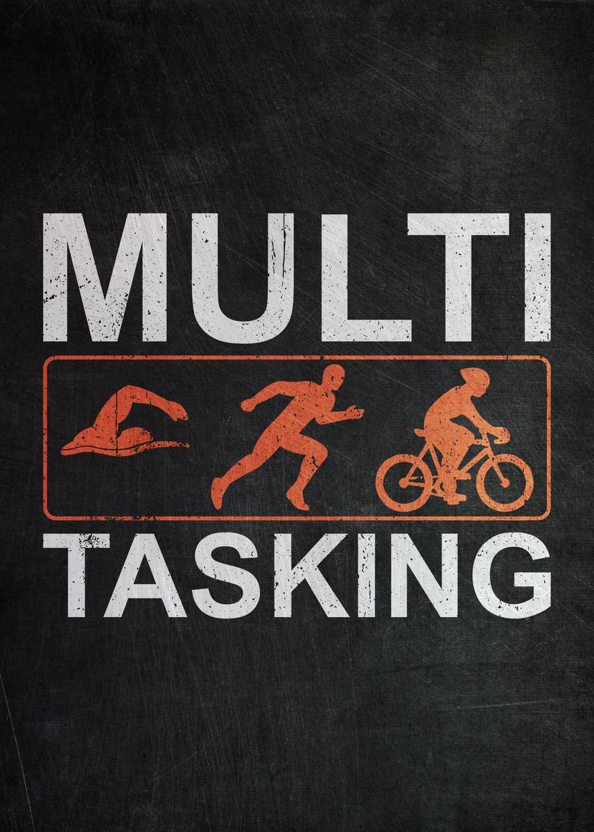 'Triathlon Multitasking' Poster, picture, metal print, paint by ...