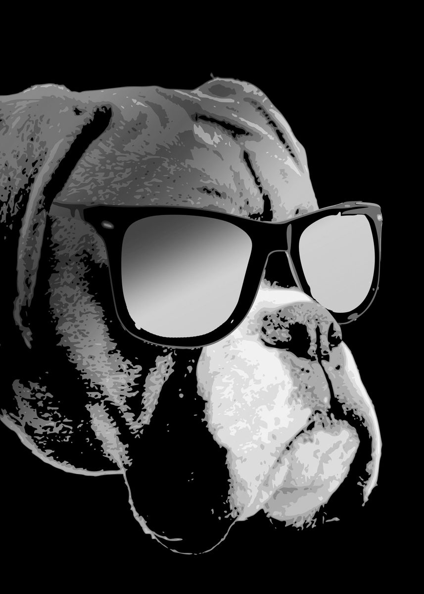 'DJ Boxer Dog' Poster, picture, metal print, paint by Ellie Queen ...